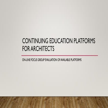 Continuing Education Platforms for Architects | PDF