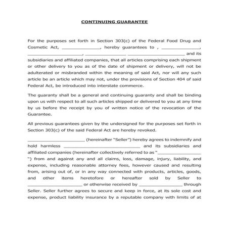 CONTINUING GUARANTEE AGREEMENT | PDF