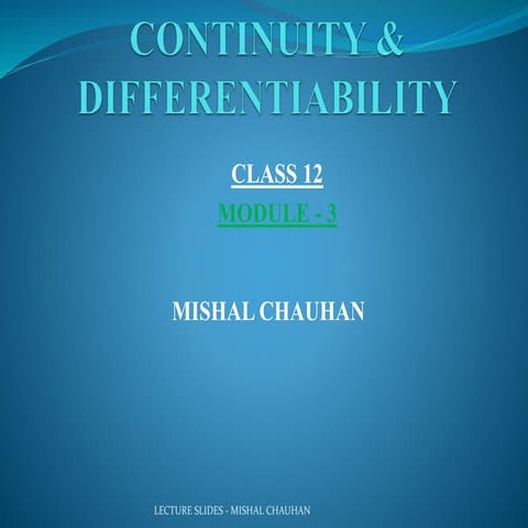 Continuity And Differentiability Class Xii Module 3 Pdf