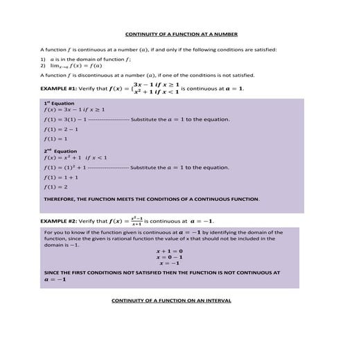 Continuity Of A Function Module02 Pdf 8021