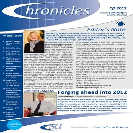 BCAW - Business Continuity Awareness Week 2016 | DOCX