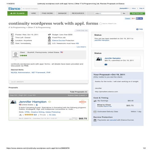 Continuity wordpress work with appl. forms other it & programming job | PDF