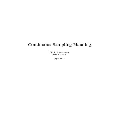 Continuous Sampling Planning | PDF
