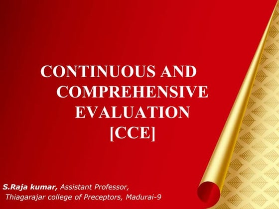 Continuous and Comprehensive Assessment (CCA) | PPT