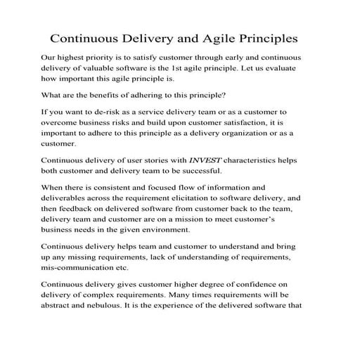 Continuous delivery and agile principles | PDF
