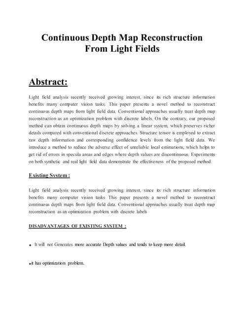 Continuous Depth Map Reconstruction Pdf