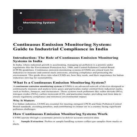Continuous Emission Monitoring System: Guide to Industrial Compliance ...