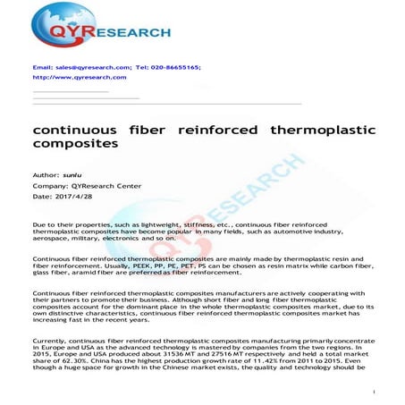 Continuous Fiber Reinforced Thermoplastic Composites Docx