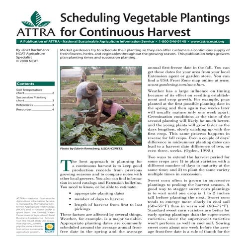 Scheduling Vegetable Plantings for Continuous Harvest | PDF