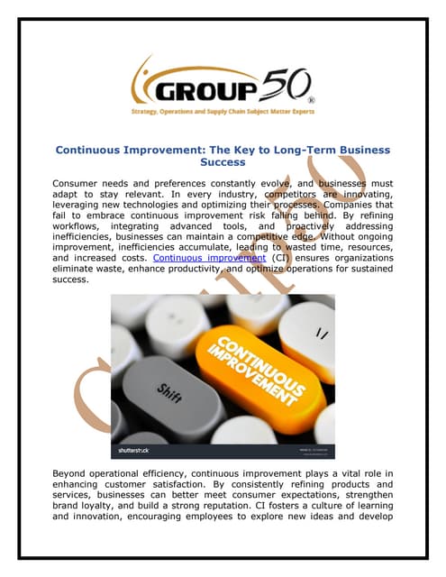 Continuous improvement consulting services | PDF