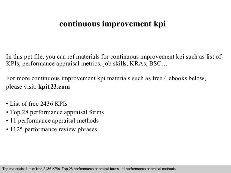 Continuous improvement kpi Continuous improvement kpi