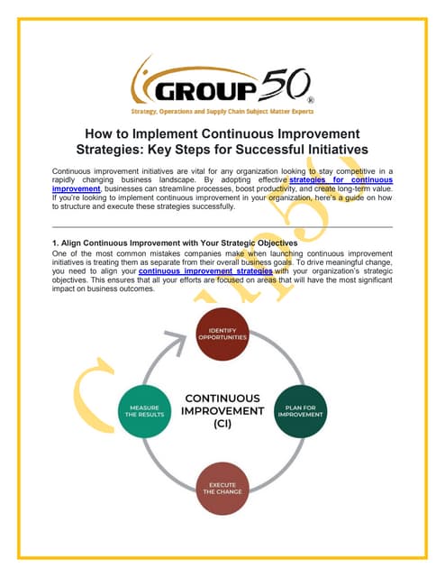 Continuous Improvement Program Group50 Consulting Pdf