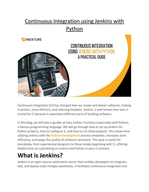 Continuous Integration Using Jenkins With Python Pdf Cloud Computing Internet
