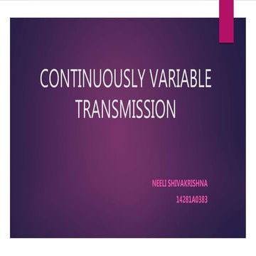 Continuously variable transmission | PPTX