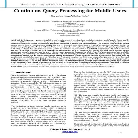 Continuous query processing for mobile users | PDF