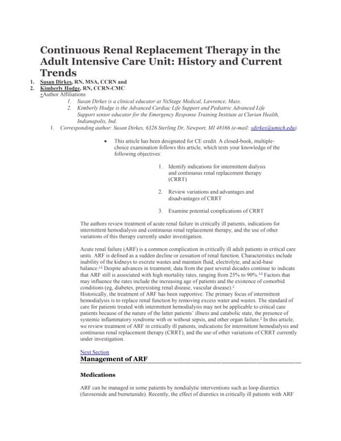 SUSTAINED LOW EFFICIENCY DAILY DIALYSIS (SLEDD) | PPT