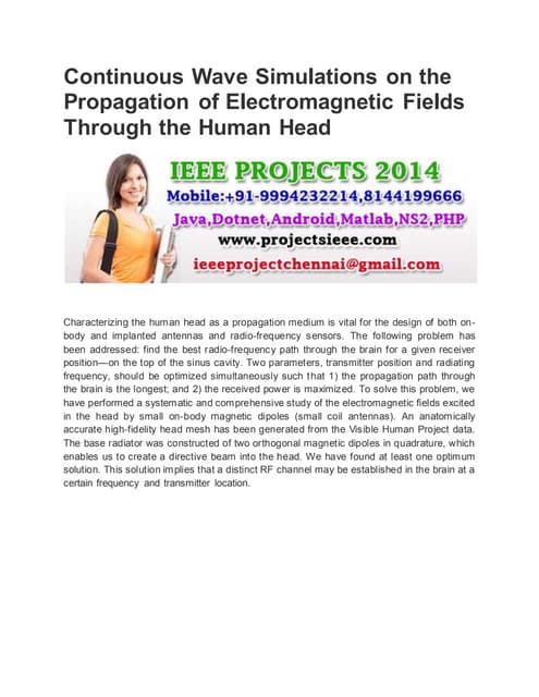 Continuous Wave Simulations On The Propagation Of Electromagnetic