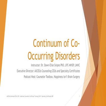 Addiction Counselor Certification Training Series:Continuum of co ...