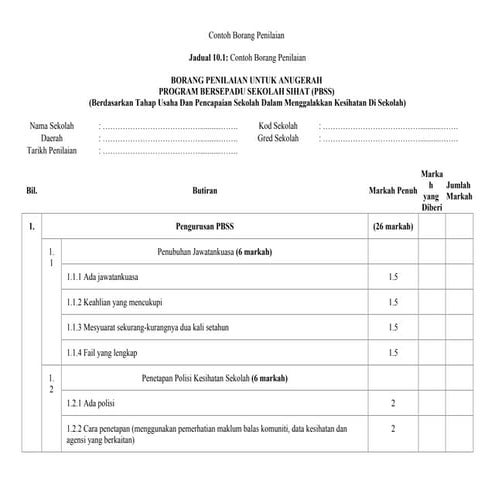 Contoh-borang-penilaian pbss | PDF