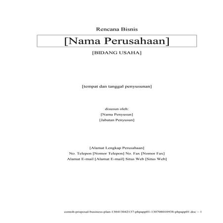 Contoh proposal-business-plan-130413042137-phpapp01 | PDF