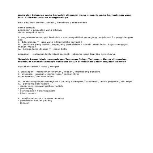 Contoh rangka catatan | PDF