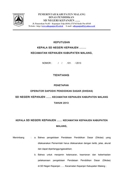 Contoh sk-operator | PDF