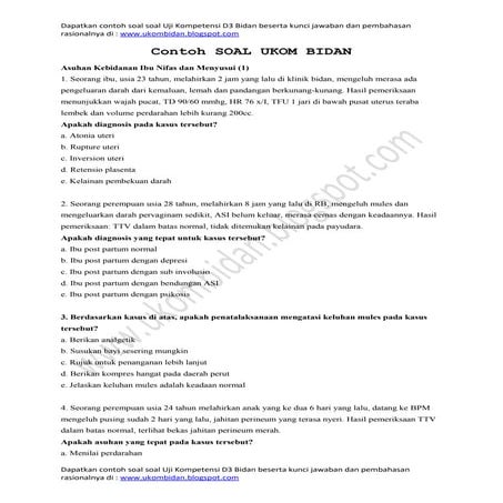 Contoh soal ukom d3 bidan | PDF