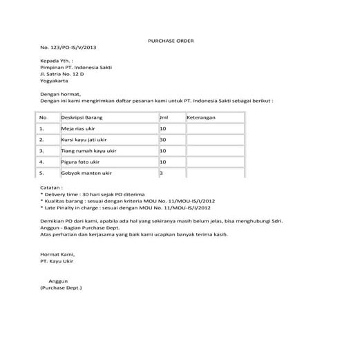 Contoh surat-pemesanan-barang-atau-purchase-order | DOC