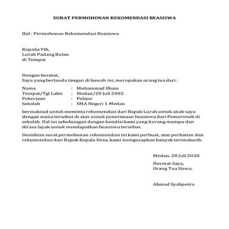 Contoh surat-permohonan-rekomendasi-doc | PDF