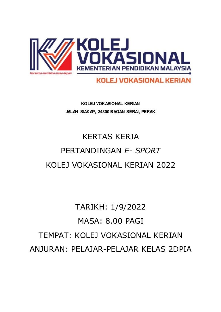 Contoh Kertas Kerja Pertandingan Kolej Vokasioanaldocx