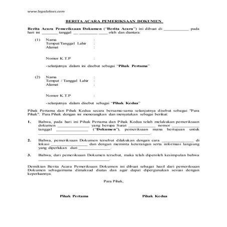 Contoh berita acara pemeriksaan dokumen | DOCX