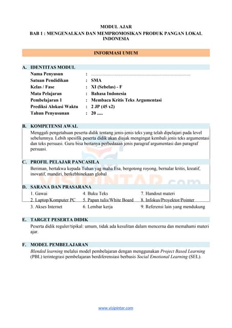 Modul Ajar PAK SMA Kelas 11 Kurikulum Merdeka | DOCX