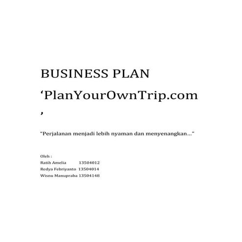 Contoh bisnis plan | DOC