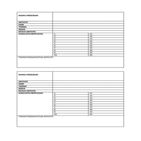 Contoh borang penggunaan hre | DOCX