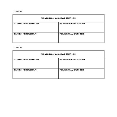 Contoh cop perolehan | PDF