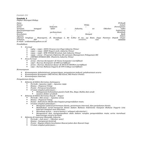 Contoh cv | DOCX