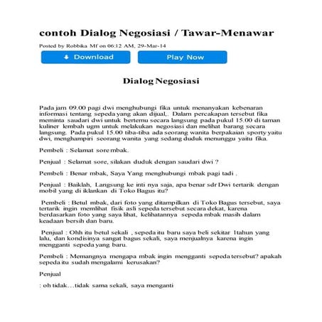 Contoh dialog negosiasi | DOCX