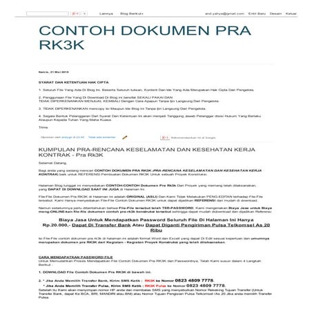 Contoh dokumen pra rk3k | PDF