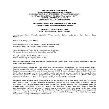 Contoh draf ucapan perasmian | DOCX