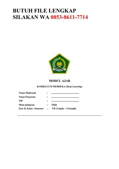 Modul Ajar Fikih Kelas 7 Fase D Kurikulum Merdeka | PDF