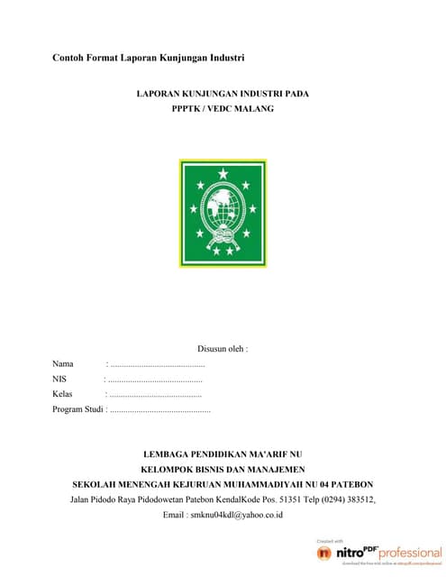 Contoh laporan kunjungan industri | PDF