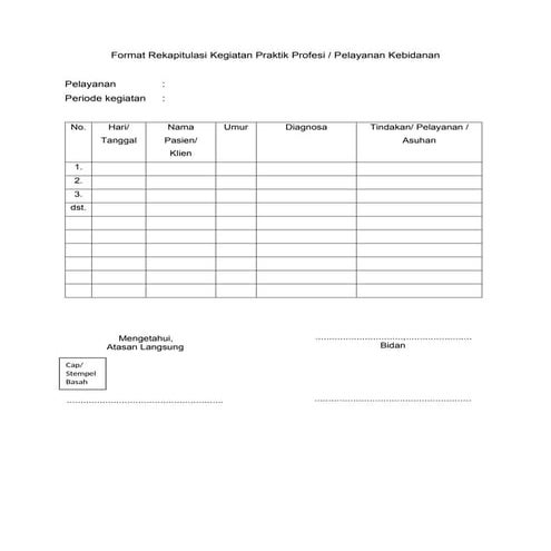 Contoh Format Rekapitulasi Kegiatan Praktik Profesi.docx