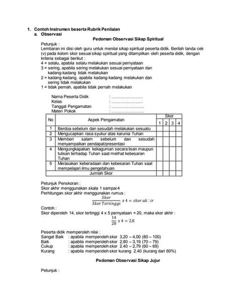 006 Contoh Instrumen Beserta Rubrik Penilaian Riset - Riset 006 Contoh Instrumen Beserta Rubrik Penilaian Riset - Riset