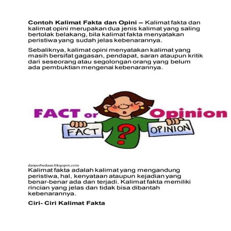 Contoh kalimat fakta dan opini | DOCX