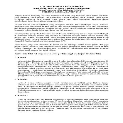 Contoh kasus kasus perdata | DOCX