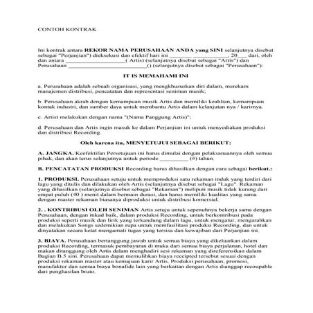 Contoh kontrak | DOC