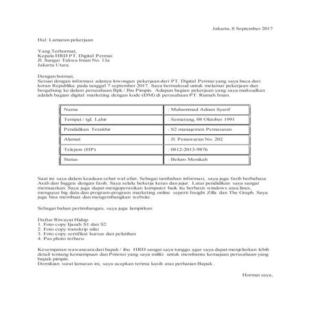 Contoh lamaran | DOCX