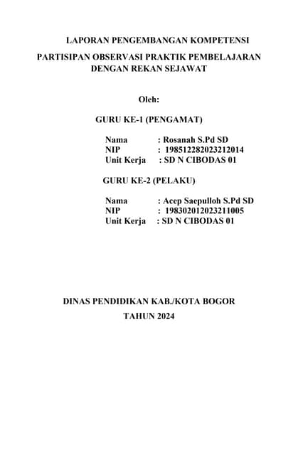 Contoh Rencana Hasil Kerja Guru (RHK) Tahunan | PDF