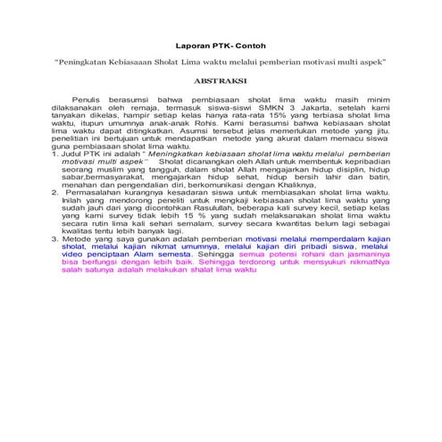 Contoh laporan ptk | DOCX