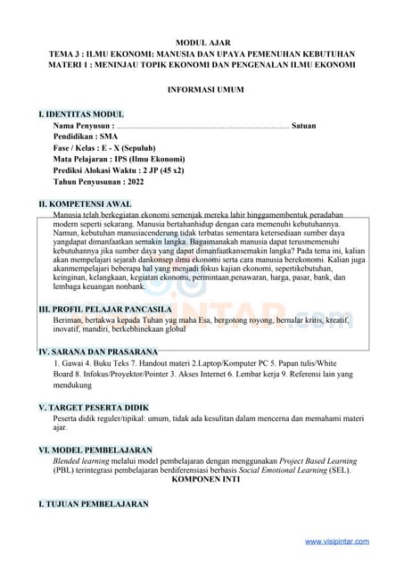 Modul Ajar Sejarah SMA Kelas 10 Kurikulum Merdeka | PDF